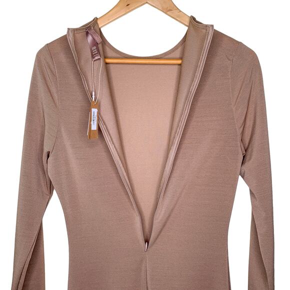 SKIMS | Tops | Skims Sheer Mesh Sculpt Full Body Catsuit Sienna Tan ...